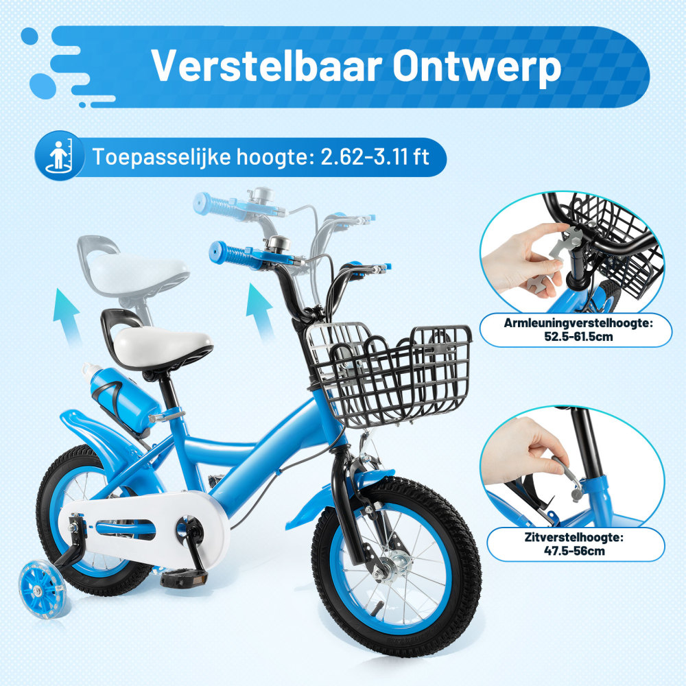 12 inch kinderfiets koolstofstaallegering met rem