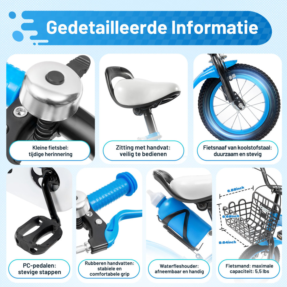 12 inch kinderfiets koolstofstaallegering met rem